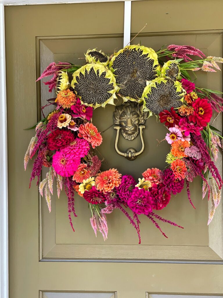 Fresh Flower DIY Fall Wreath for Your Front Door - Bricks ’n Blooms ...